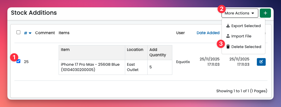 Stock Additions – Equotix Help Desk