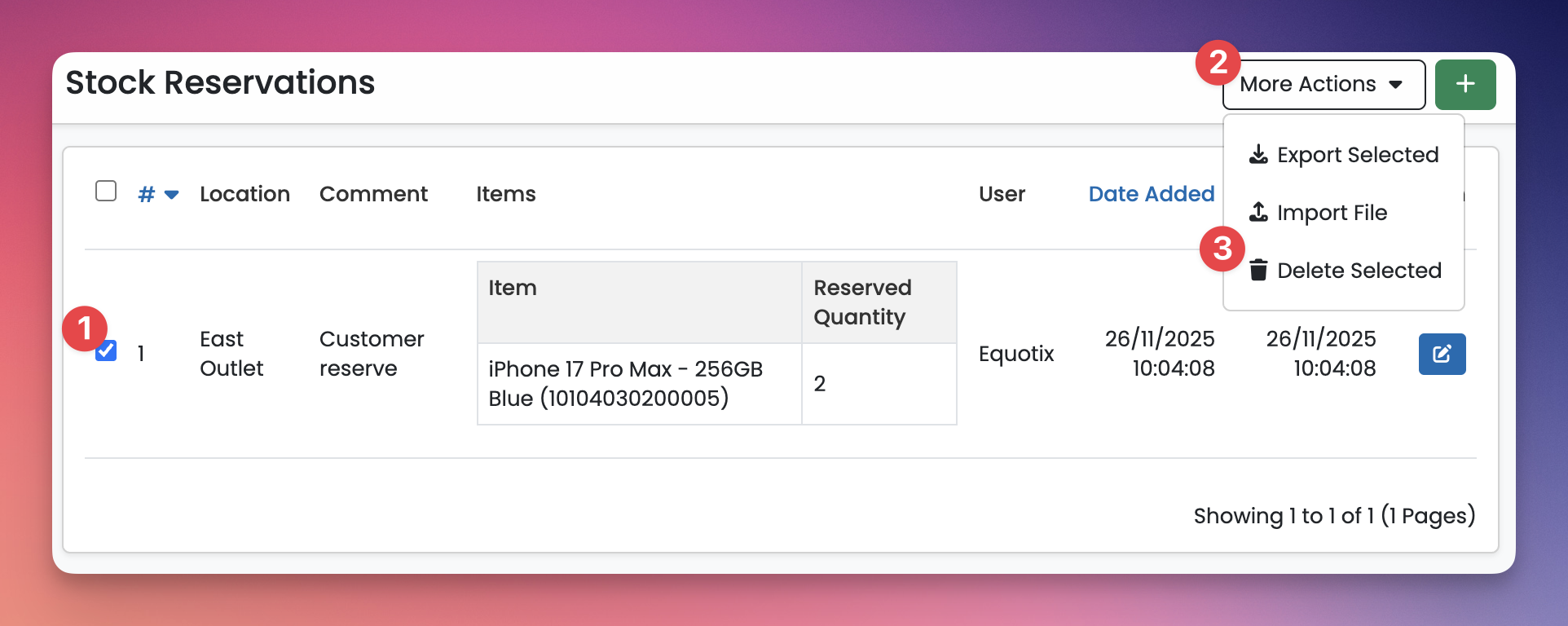 Stock Reservations – Equotix Help Desk