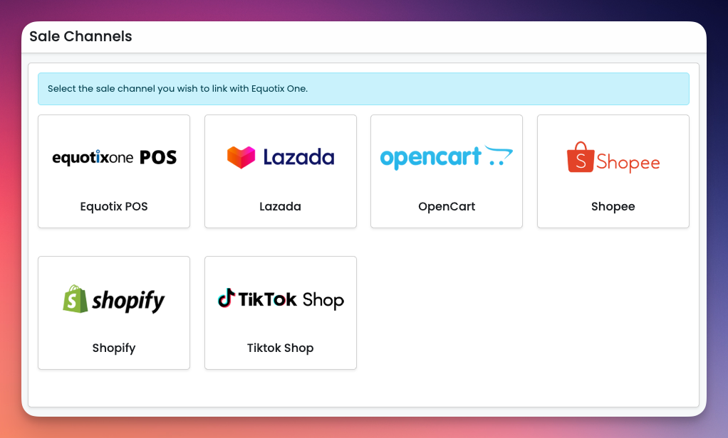 Sales Channels – Equotix Help Desk